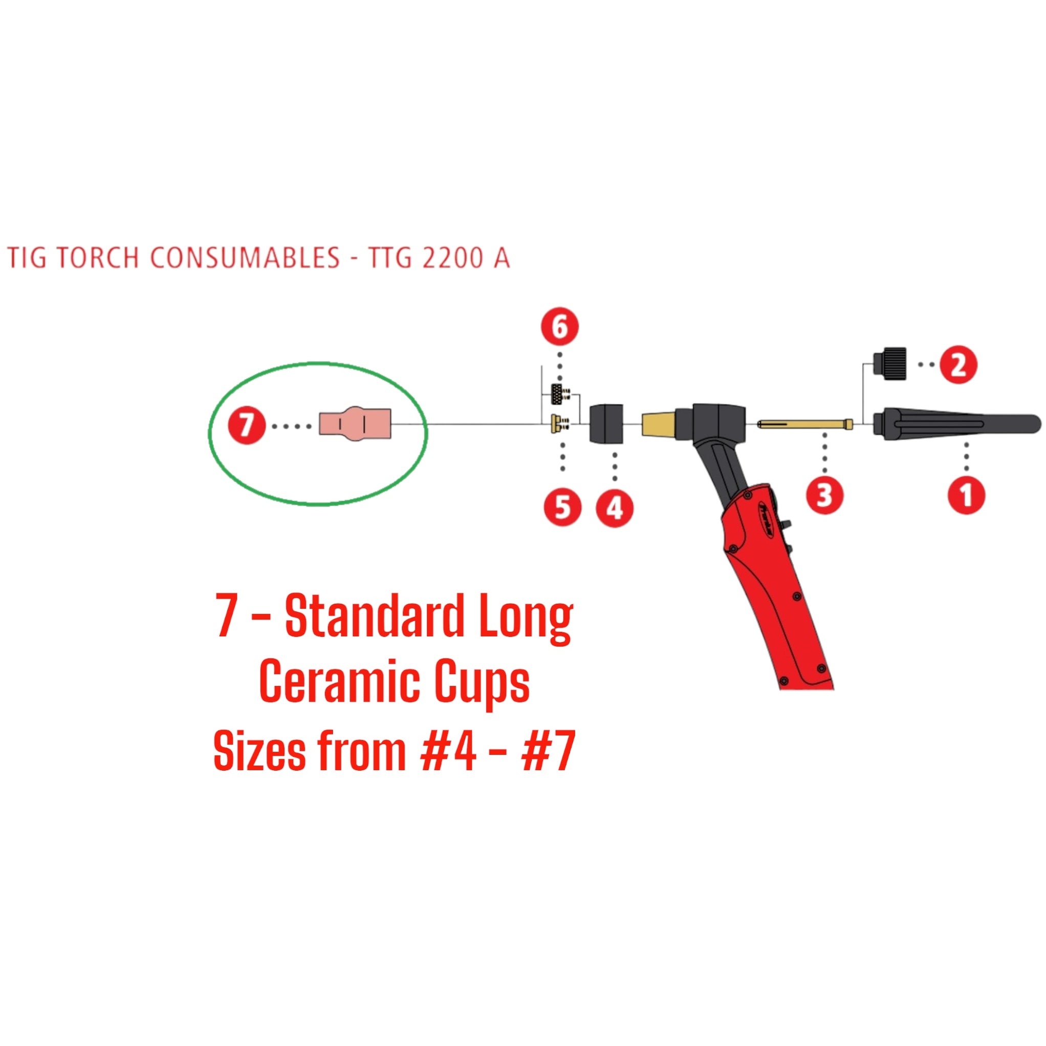 Fronius Standard Long Ceramic TIG Cups — Weldready