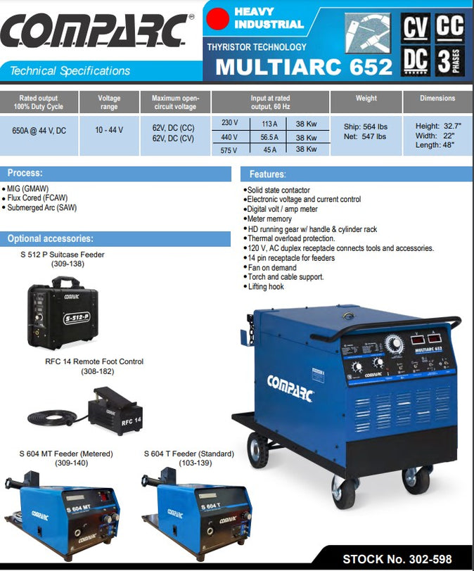 Comparc Multiarc 652 Heavy Industrial Multiprocess Welder — Weldready